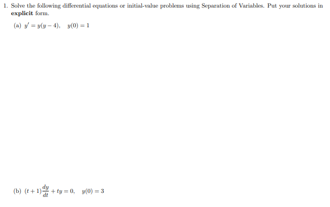 Solved Solve the following differential equations or | Chegg.com