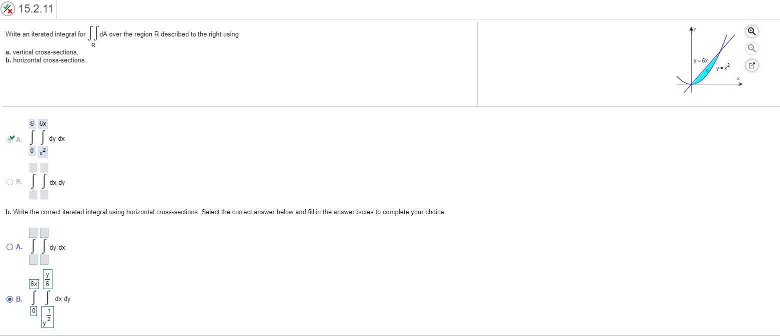 Solved 15.2.11 dA over the region R described to the right | Chegg.com
