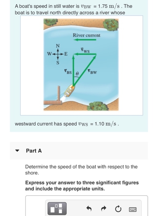 Solved A boat's speed in still water is vBW 1.75 m/s. The | Chegg.com