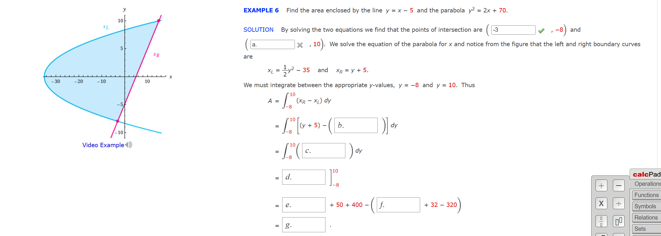 Solved EXAMPLE 6 Find the area enclosed by the line y=x−5 | Chegg.com
