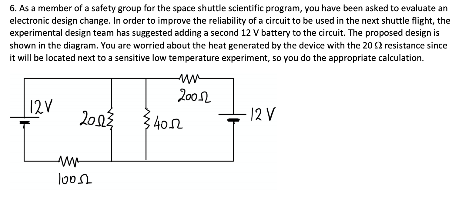 Solved 6. As a member of a safety group for the space | Chegg.com