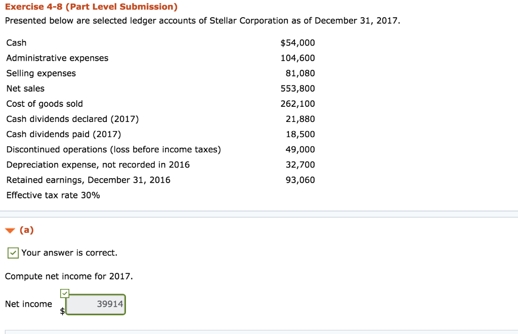 Solved Exercise 4-8 (Part Level Submission) Presented below | Chegg.com