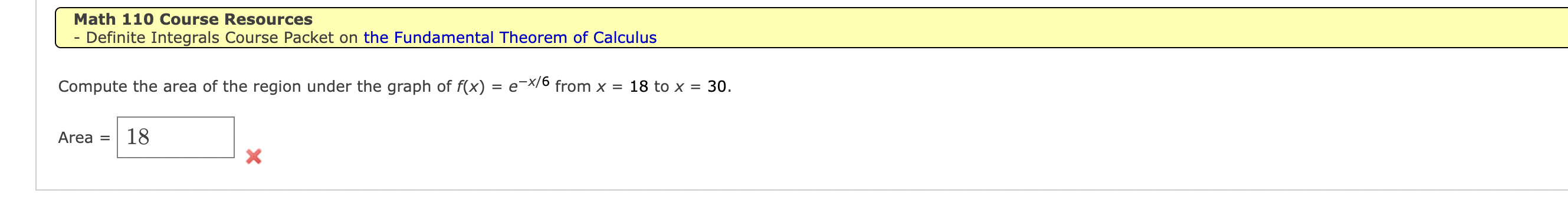 Solved Math 110 Course Resources - Definite Integrals Course | Chegg.com