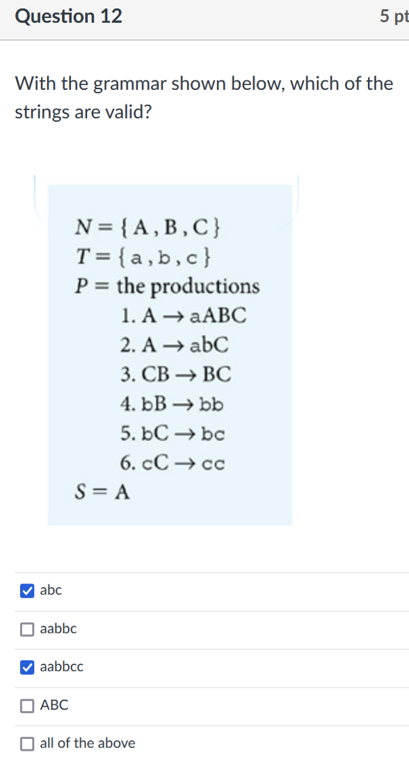 Solved With the grammar shown below, which of the strings | Chegg.com