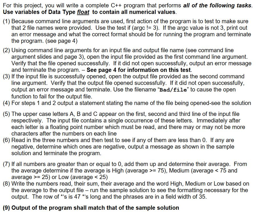 For this project, you will write a complete C++ | Chegg.com