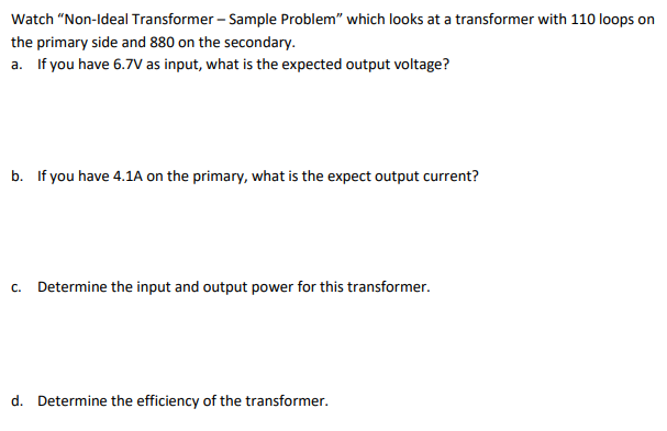 Solved Watch "Non-Ideal Transformer - Sample Problem" which | Chegg.com