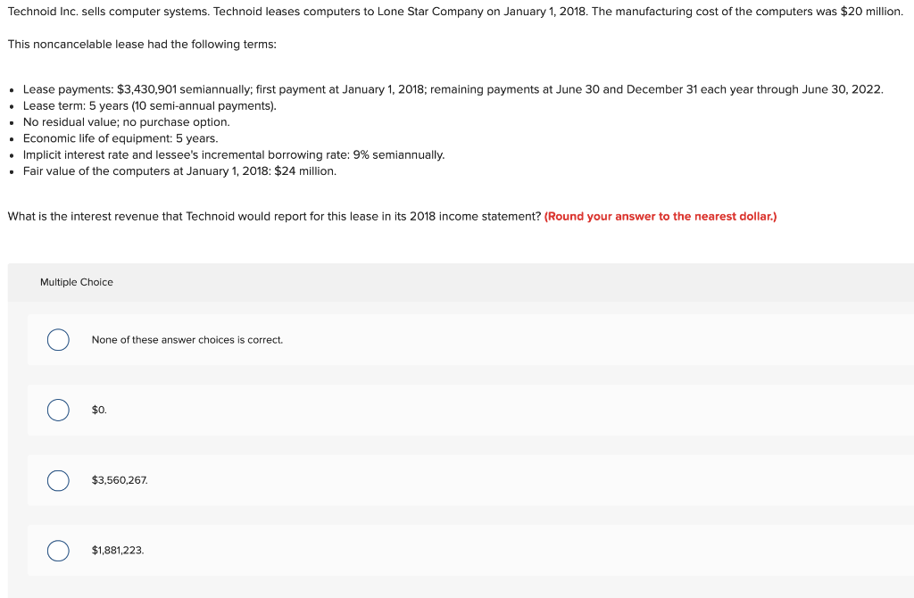 Solved Technoid Inc. sells computer systems. Technoid leases | Chegg.com