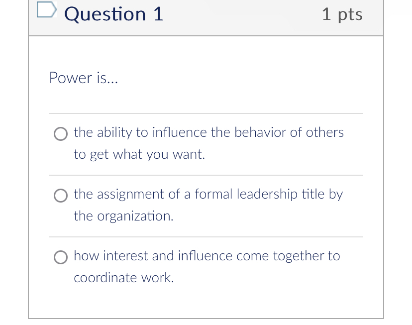 Solved Question 11 ﻿ptsPower is...the ability to influence | Chegg.com