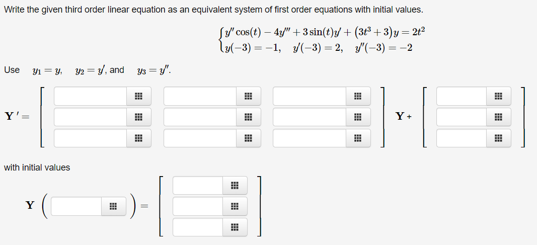Solved Write the given third order linear equation as an | Chegg.com