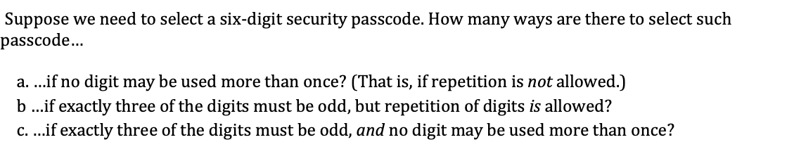 Solved Suppose we need to select a six-digit security | Chegg.com