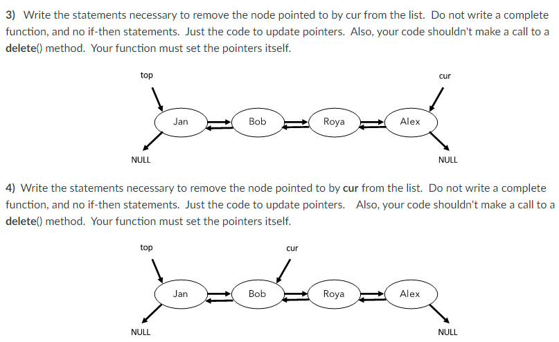 Solved 3) Write the statements necessary to remove the node | Chegg.com