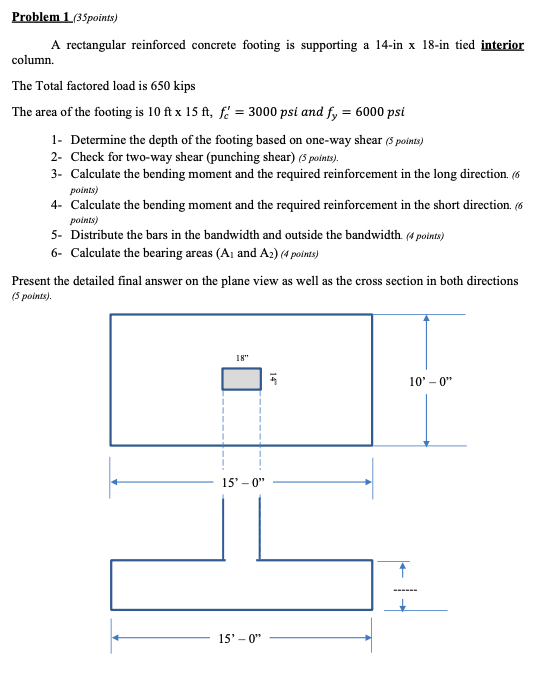 Problem 1. (35points) A rectangular reinforced | Chegg.com