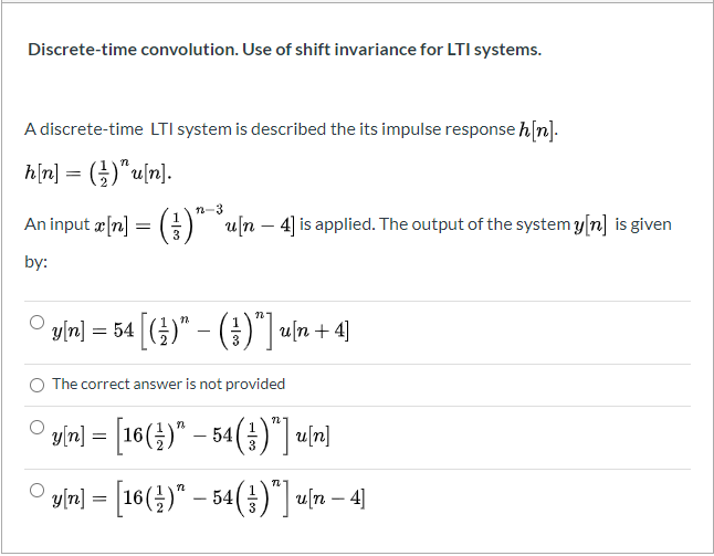 Solved Discrete-time convolution. Use of shift invariance | Chegg.com
