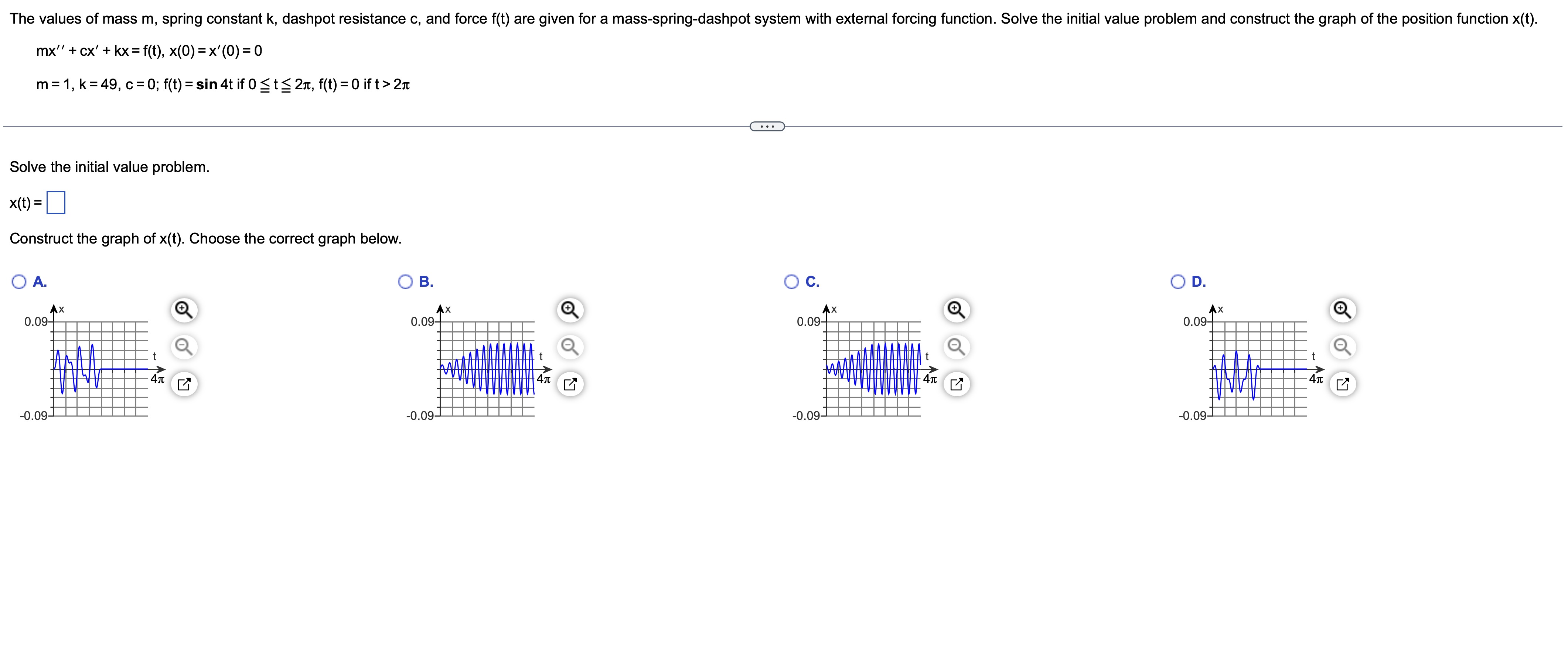 Solved He Values Of Mass M Spring Constant K Dashpot