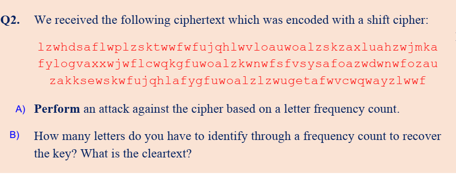 Solved 22. We received the following ciphertext which was | Chegg.com