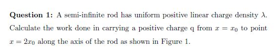 Solved Question 1: A semi-infinite rod has uniform positive | Chegg.com