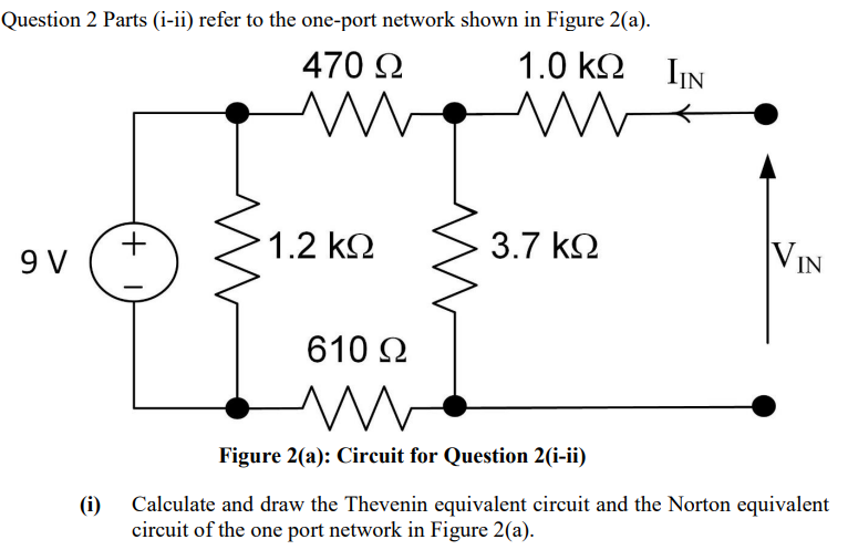 Solved Question 2 Parts (i-ii) refer to the one-port network | Chegg.com