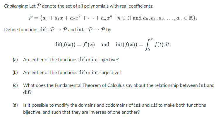 Solved Challenging: Let P denote the set of all polynomials | Chegg.com