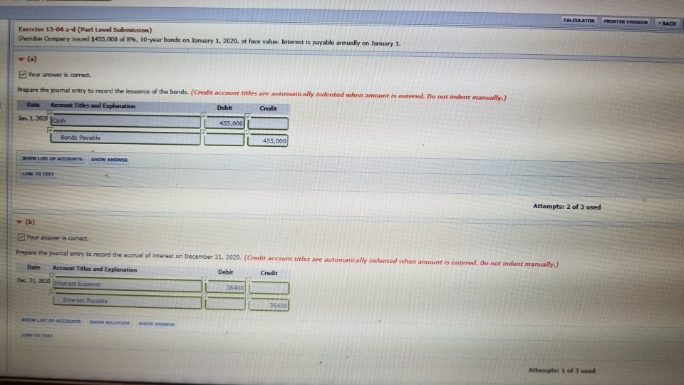 Solved Exercise 15-04 a-d (Part Level Submission) Sheridan | Chegg.com