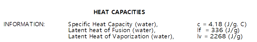 Solved HEAT CAPACITIES INFORMATION: Specific Heat Capacity | Chegg.com