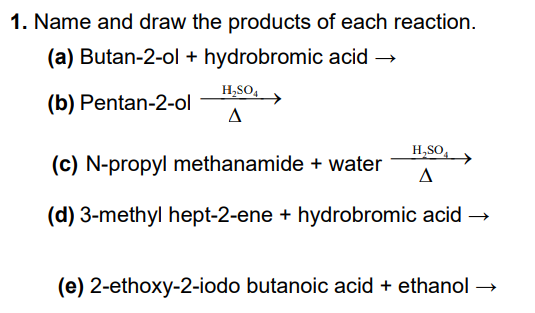Solved Name and draw the products of each reaction. (a) | Chegg.com