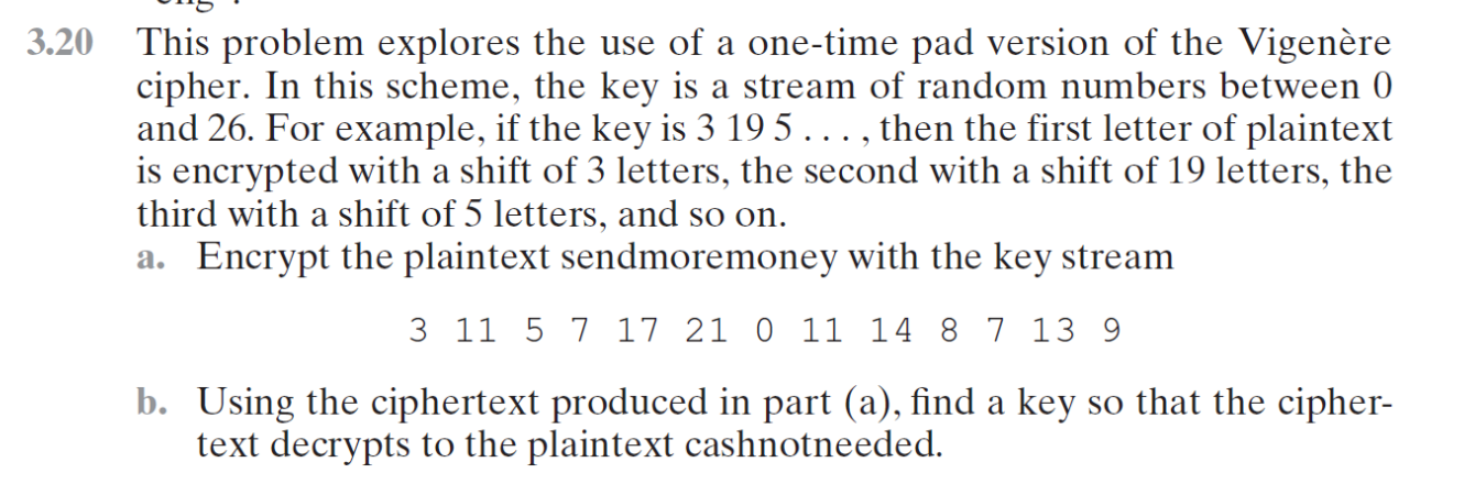 Solved 3.20 This problem explores the use of a one-time pad | Chegg.com