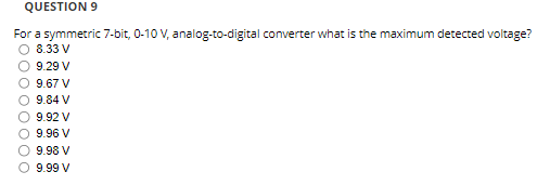 Solved For a symmetric 7 -bit, 0−10 V, analog-to-digital | Chegg.com
