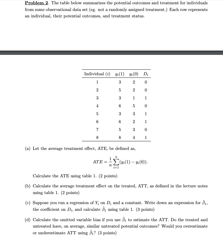 Problem 2. The table below summarizes the potential | Chegg.com