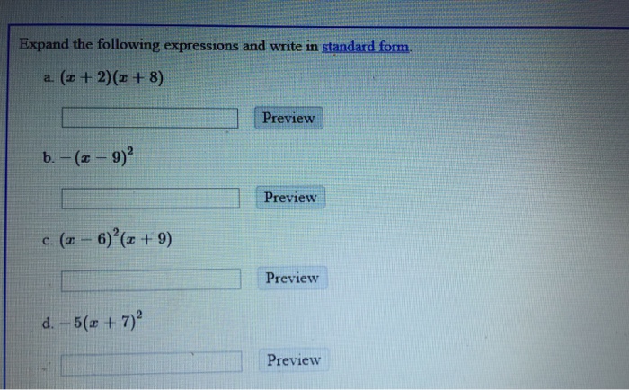 Solved Expand the following expressions and write in | Chegg.com