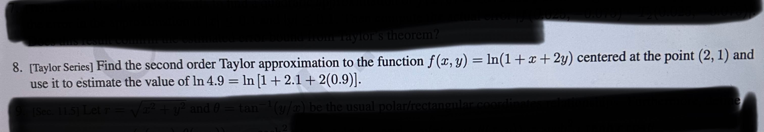 Solved 8. [Taylor Series] Find the second order Taylor | Chegg.com