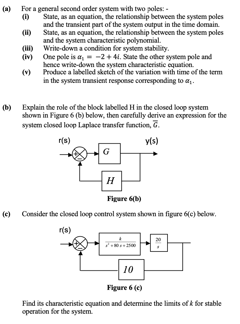 (a) For a general second order system with two poles: | Chegg.com