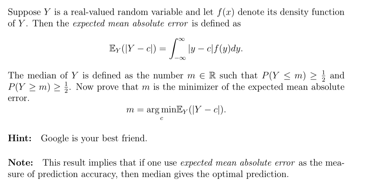 Solved Suppose Y is a real-valued random variable and let | Chegg.com