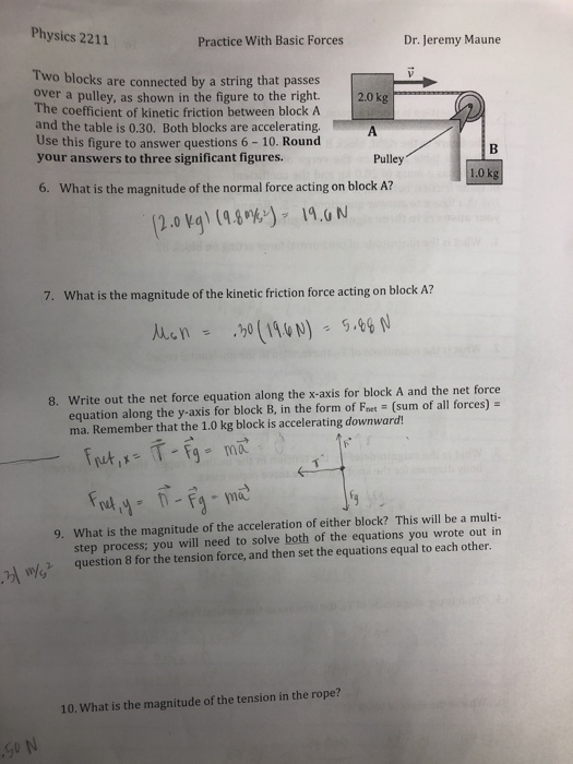 Solved Physics 2211 Practice With Basic Forces Dr. Jeremy | Chegg.com