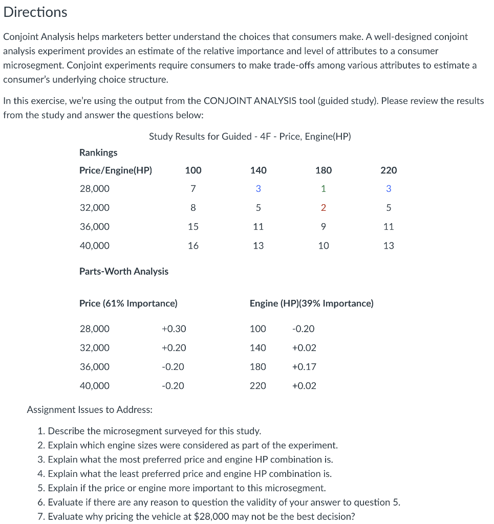 Solved Directions Conjoint Analysis helps marketers better | Chegg.com