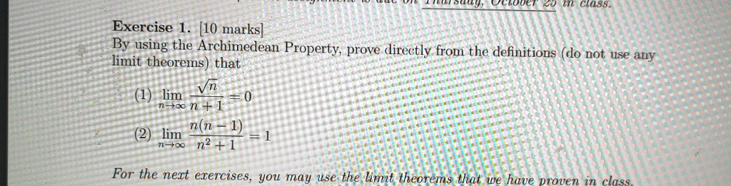Solved Exercise 1. [10 marks By using the Archimedean | Chegg.com