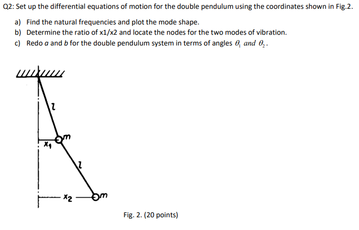 Solved Q2: Set up the differential equations of motion for | Chegg.com