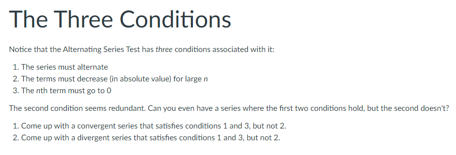 Solved The Three Conditions Notice that the Alternating | Chegg.com