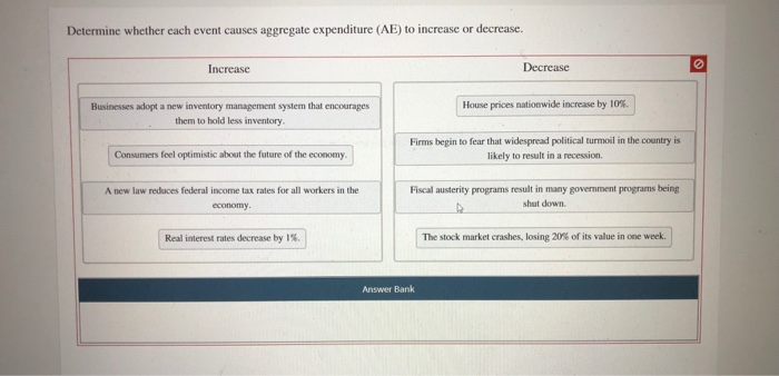 Solved Determine whether cach event causes aggregate | Chegg.com
