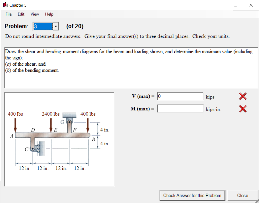 Solved Chapter 5 - Х X File Edit View Help Problem: 3 (of | Chegg.com