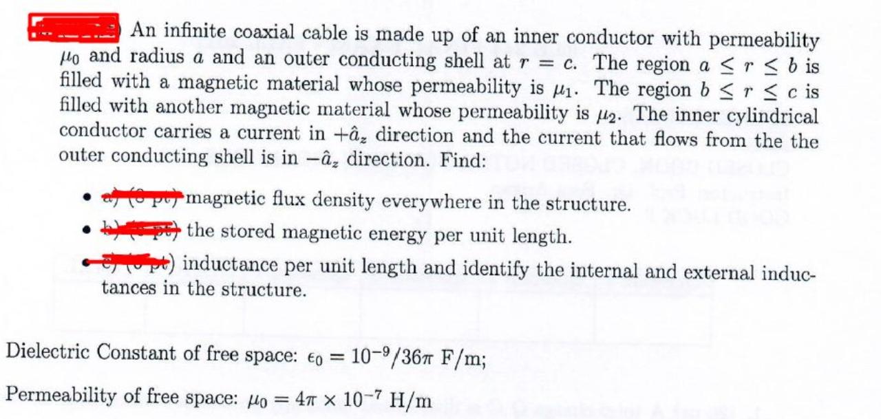 Solved An infinite coaxial cable is made up of an inner | Chegg.com