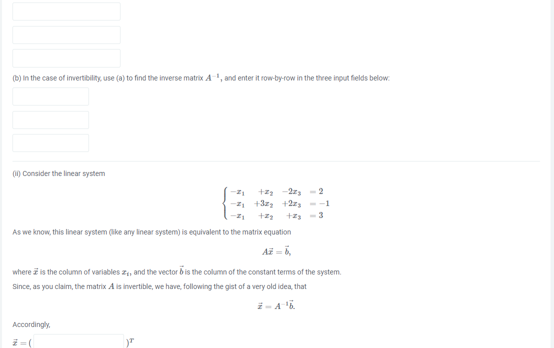 Solved (ii) Consider the linear system | Chegg.com