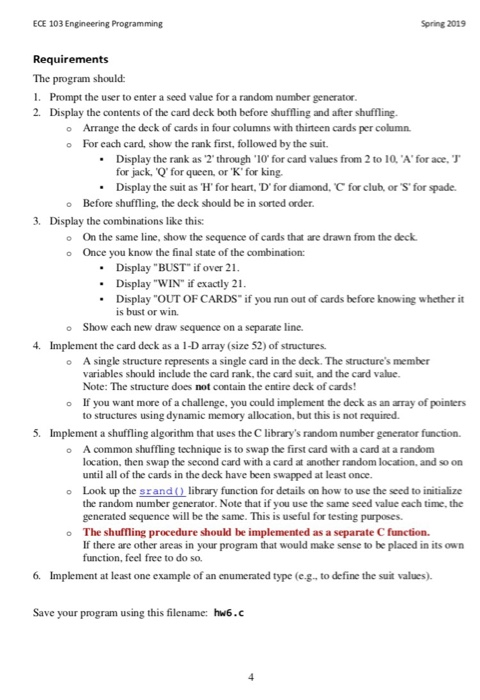 Solved Spring 2019 ECE 103 Engineering Programming Problem | Chegg.com