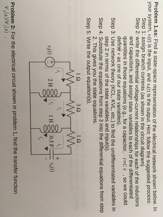 Solved Problem 1.ss: Find a state-space representation of | Chegg.com Solved Problem 1.ss: Find a state-space representation of | Chegg.com