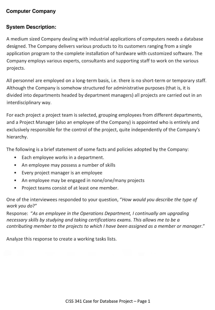 Solved Computer database Company – Pictures of file | Chegg.com