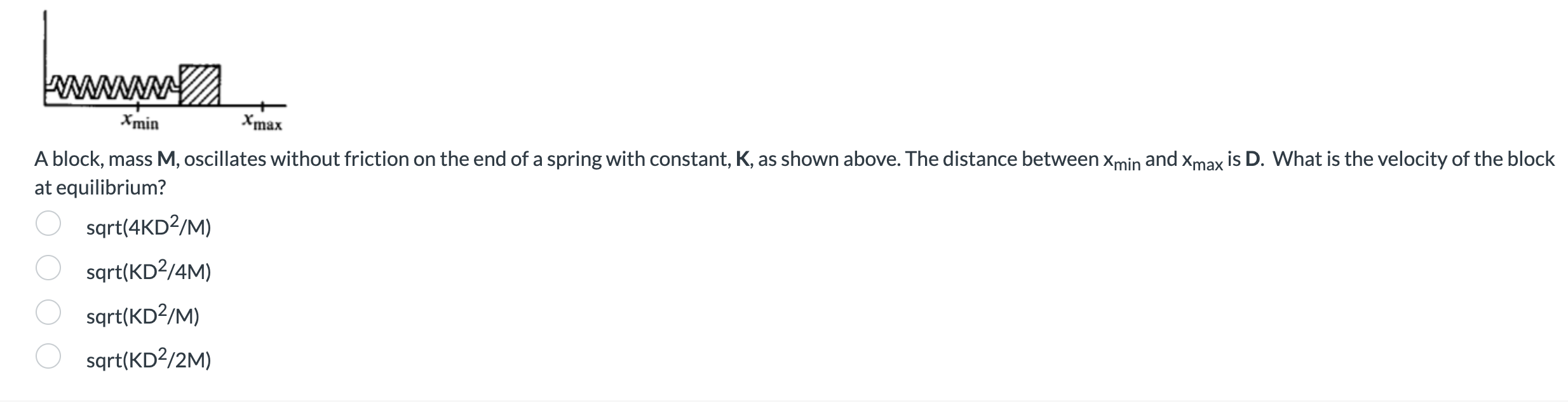 Solved A block, mass M, oscillates without friction on the | Chegg.com