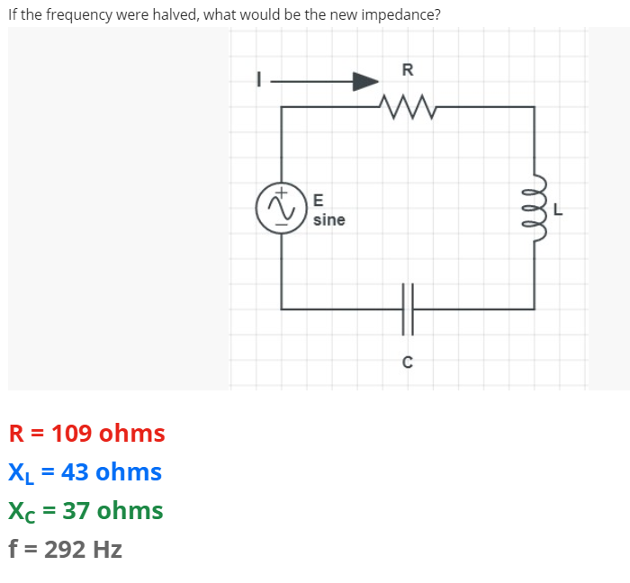 Solved If the frequency were halved, what would be the new | Chegg.com