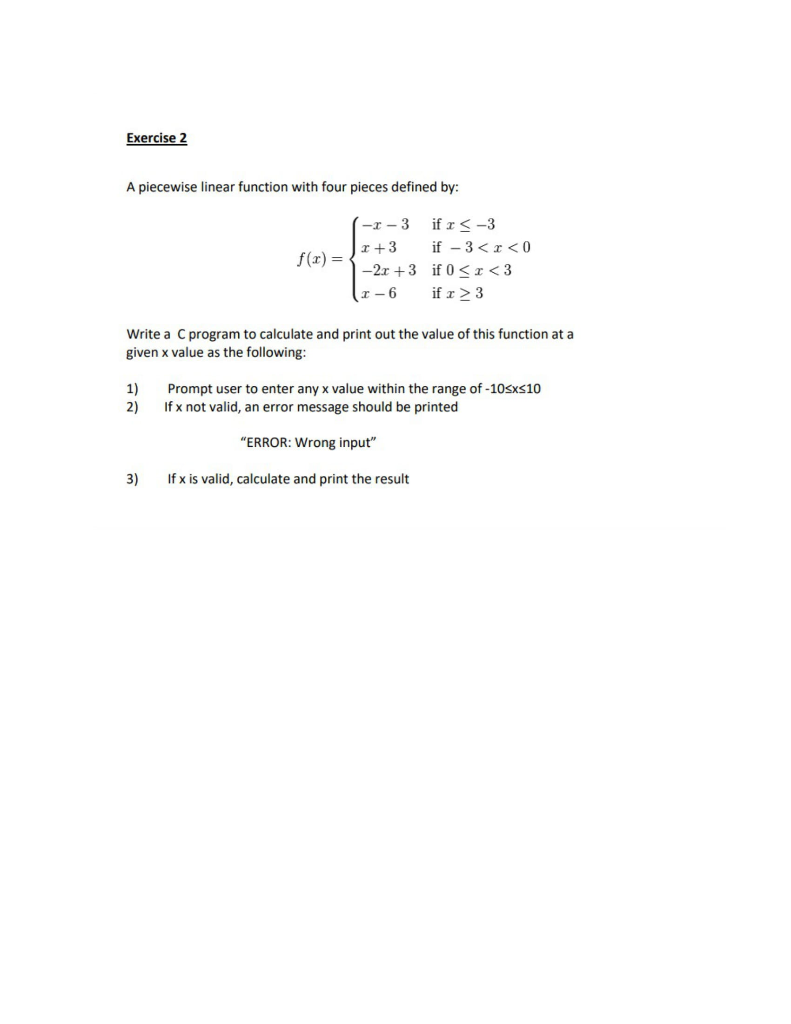 Solved Exercise 2 A piecewise linear function with four | Chegg.com