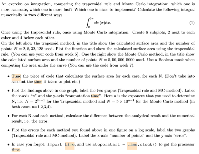 An exercise on integration, comparing the trapezoidal | Chegg.com
