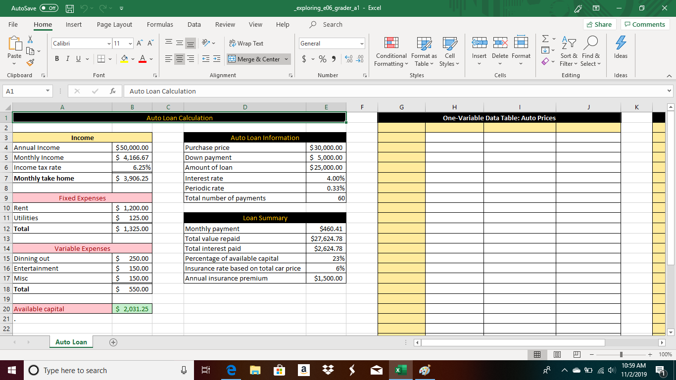 H _exploring_e06_grader_a1 - Excel AutoSave Of File | Chegg.com