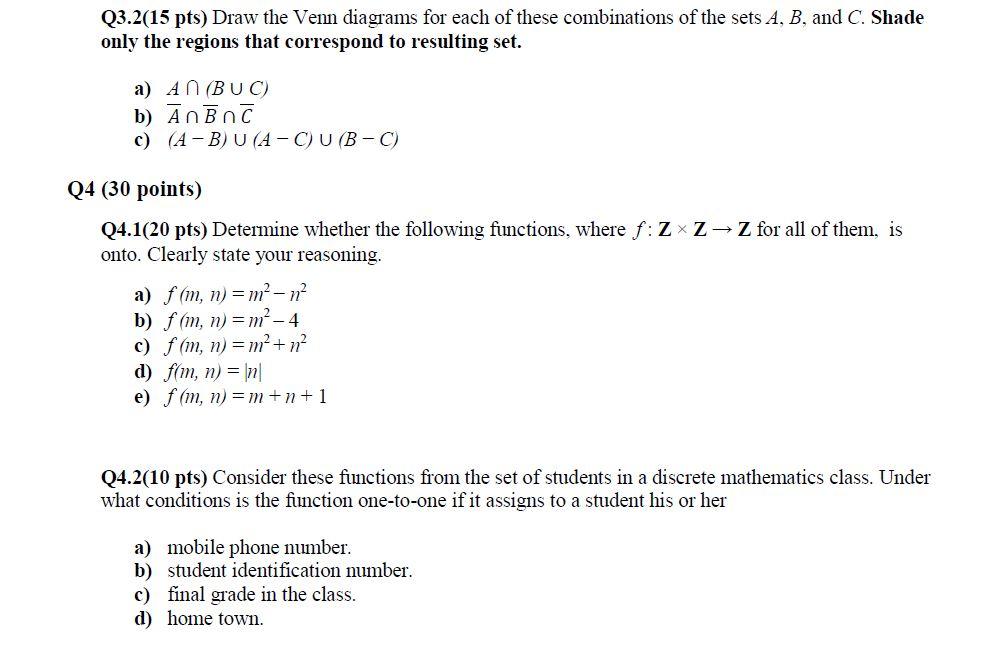 Solved Q2 (25 points) Q2.1(10 pts) For each of these sets of | Chegg.com